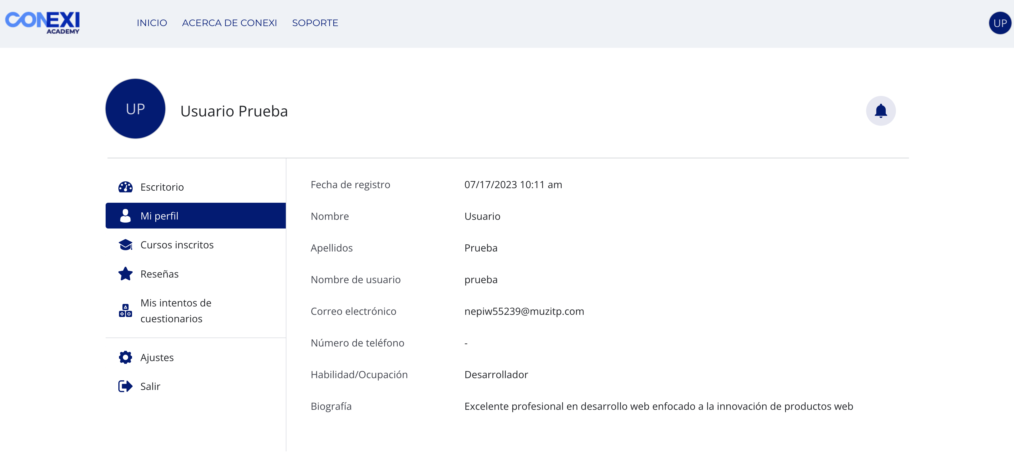 Escritorio de Usuario – Conexi Academy